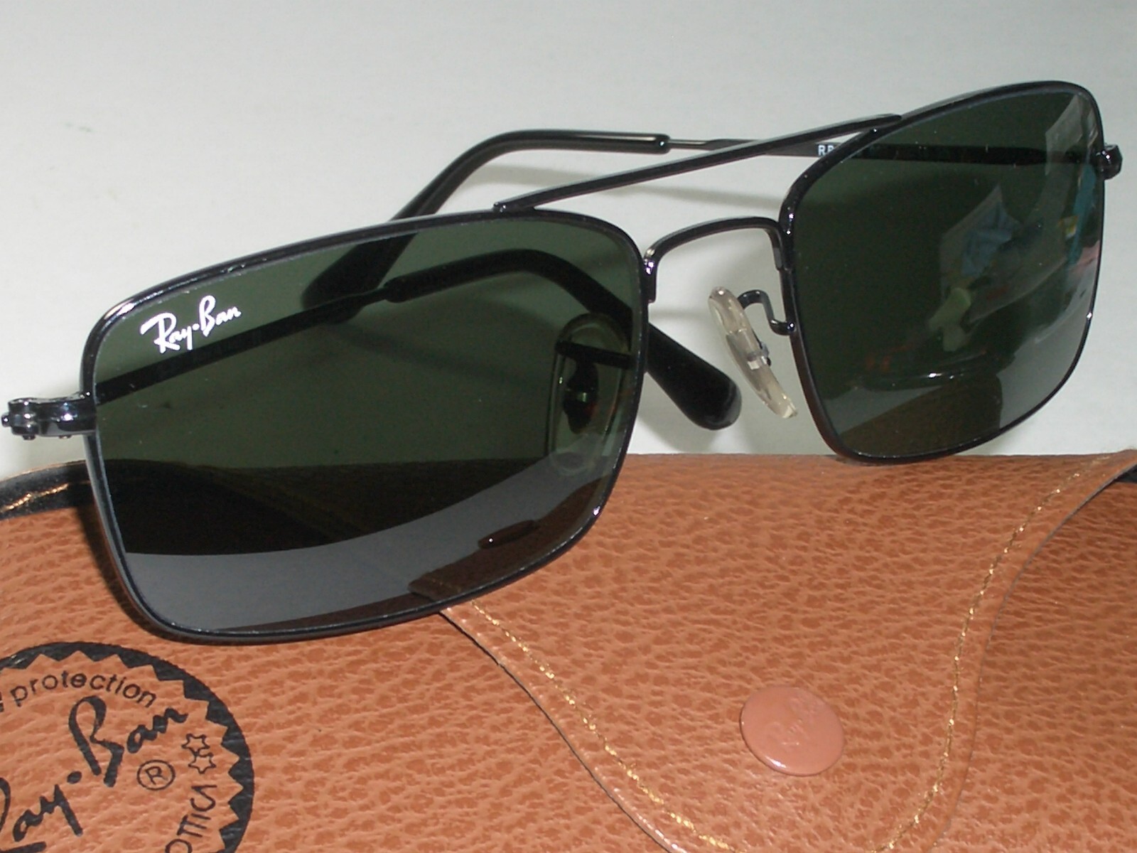 55 19mm Large Ray Ban RB3162 Sleek Chrome Polarized Rectangular Flex ...