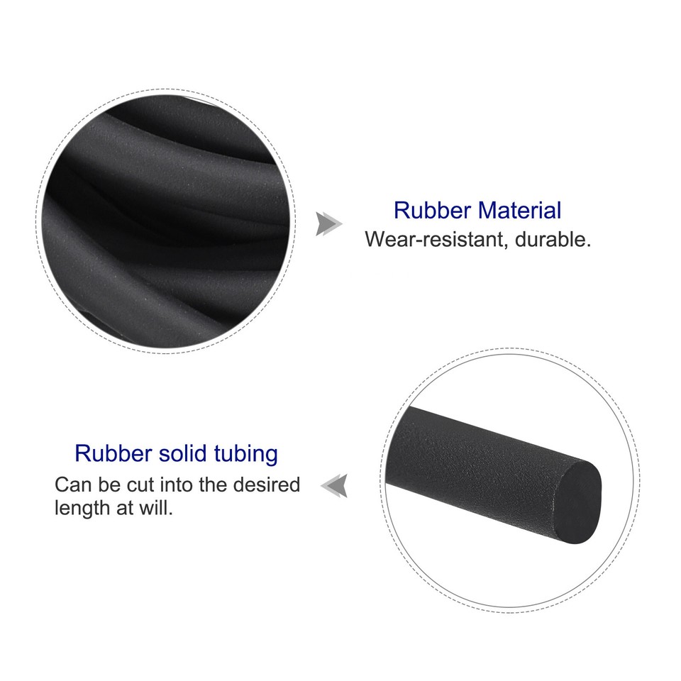 Solid Rubber Cord 10ft 6mm 1/4" Dia Matte Black Rubber Cord | eBay