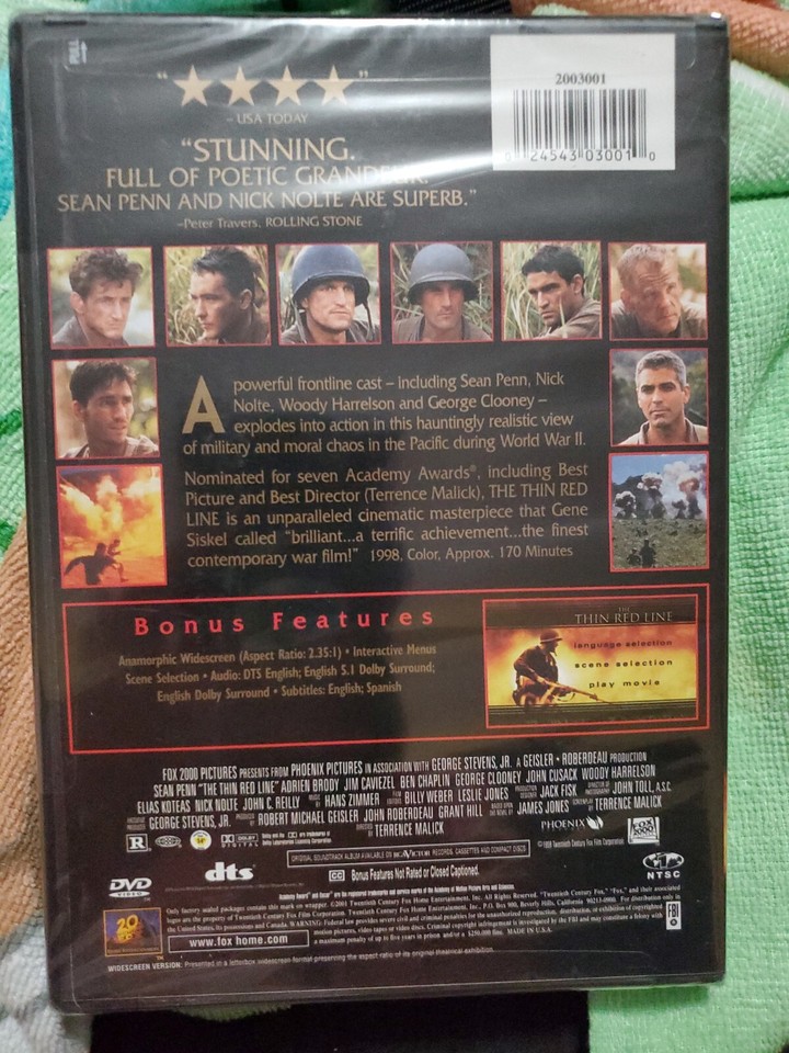 The Thin Red Line (DVD, 2009, Widescreen Sensormatic) 24543030010| eBay