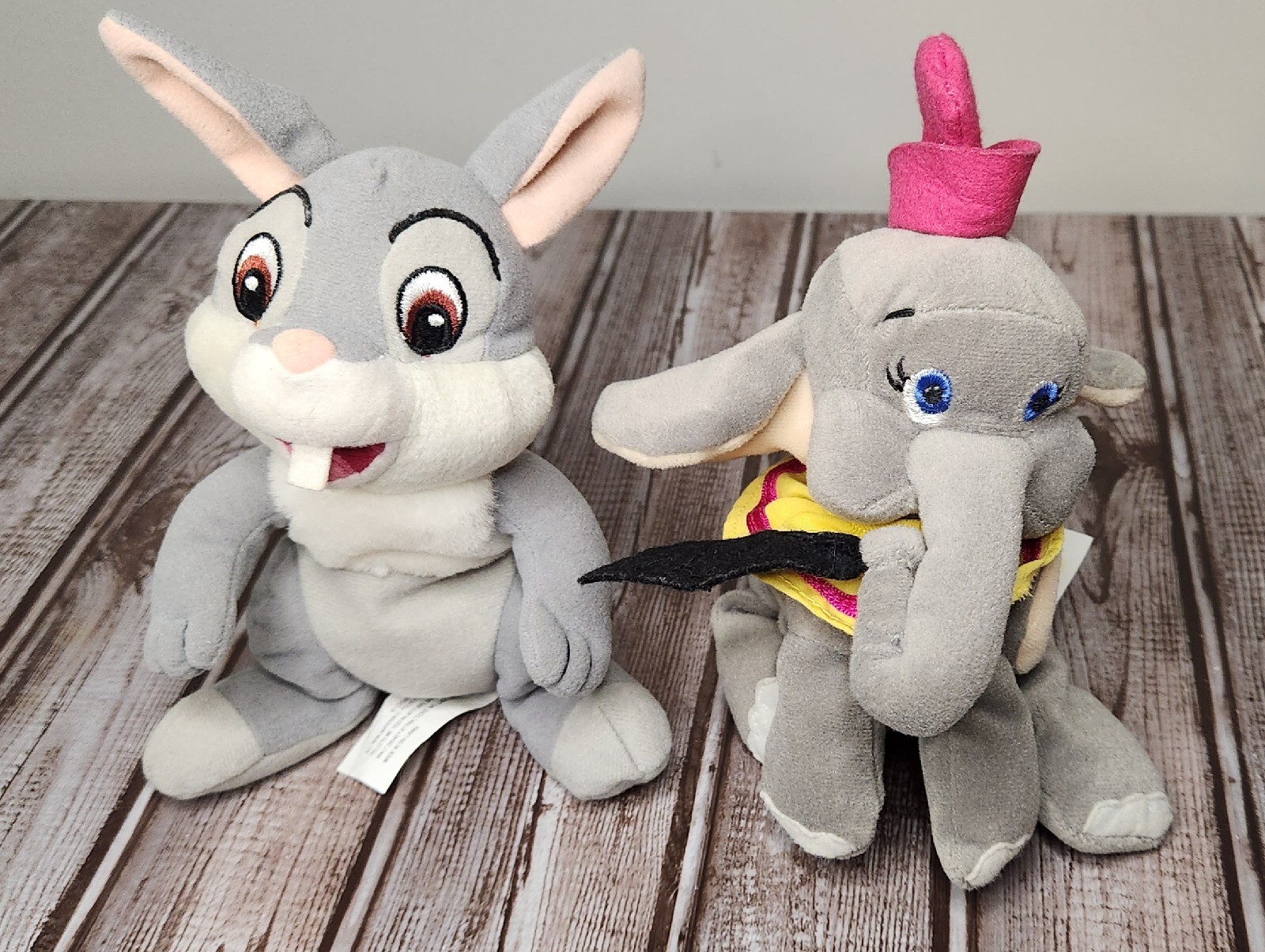 VINTAGE Disneyland DUMBO & THUMPER Elephant Rabbit Bambi Plush Beanie ...