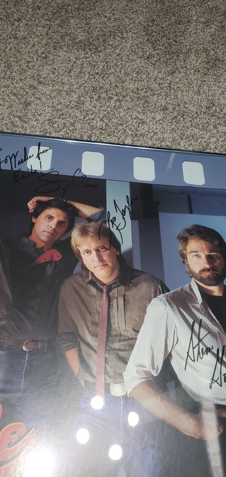 Vintage Exile signed band poster in a frame boy men - Gem