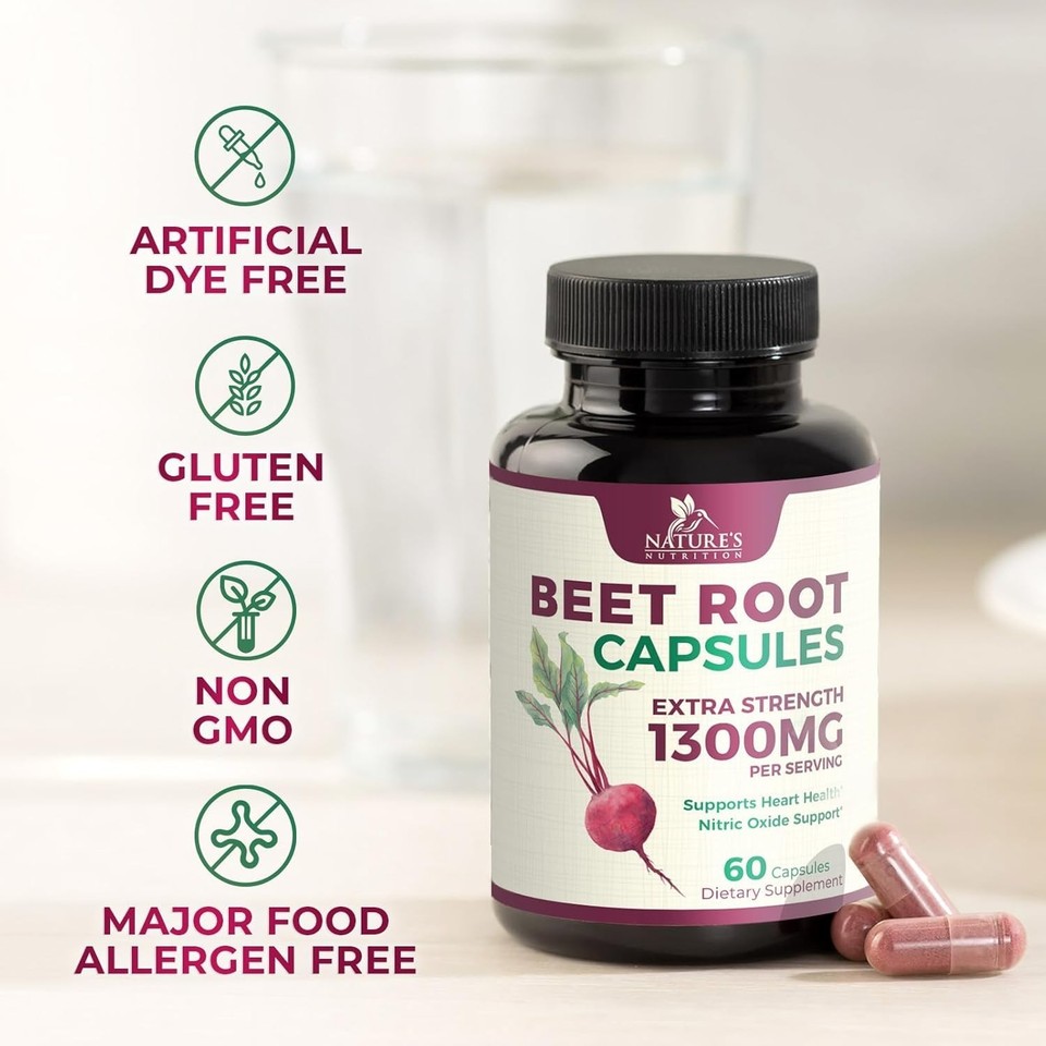 Beet Root Capsules Extra Strength 1300mg Beetroot Powder Extract | eBay