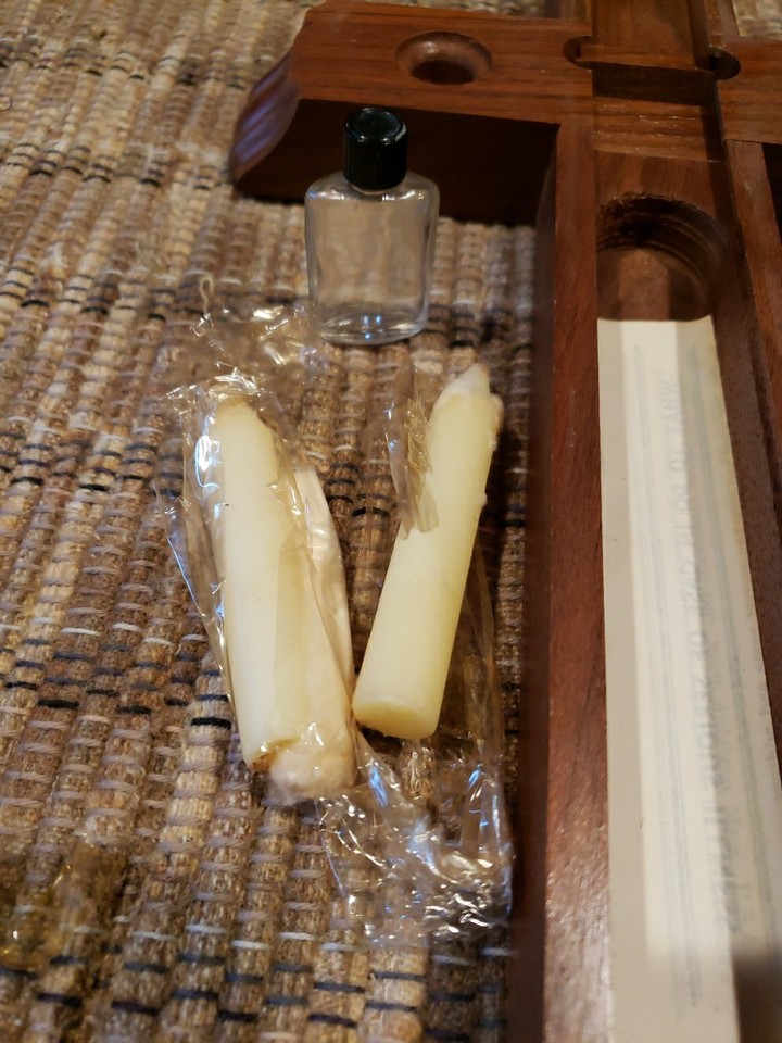 Vintage Wood / Wooden Wall Crucifix Cross Last Rites Sick Call Box/Set ...