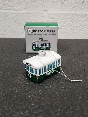 T Boston MBTA Green Line Trolley Glass Ornament NIB | eBay