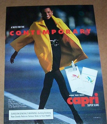 1992 print ad page -Capri cigarette SEXY Girl smoking -Contemporary ...