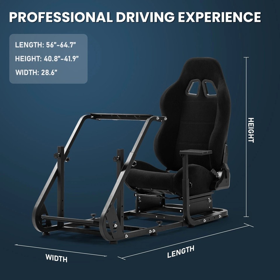USED-Supllueer Racing Sim Cockpit Stand with Black Seat Fit Logitech ...
