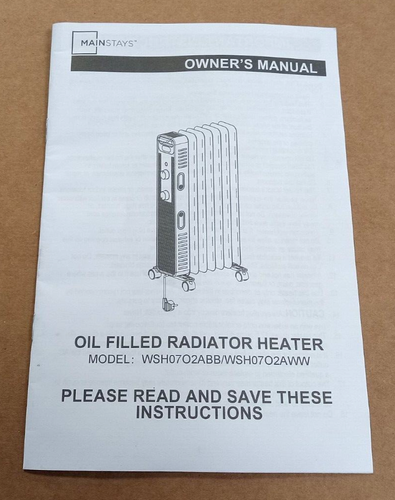 Instruction Manual for Mainstays Oil Filled Radiator Heater WSH07O2ABB ...