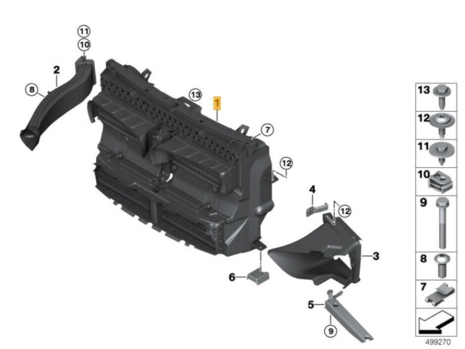 NEW GENUINE BMW 2 SERIES F45 F46 FRONT RADIATOR AIR DUCT SLAM PANEL ...