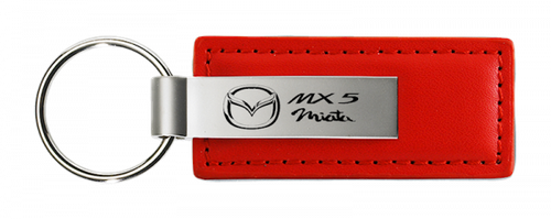 Mazda Miata MX5 Red Leather Authentic Logo Key Chain Fob Ring Official ...