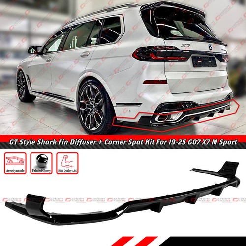For 2019-2025 BMW X7 G07 M Sport Gloss Black Rear Bumper Diffuser W ...