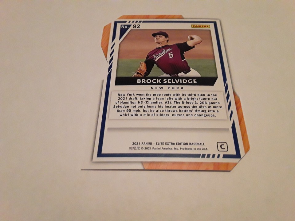 2021 Panini Elite Extra Edition MLB Die-Cut /204 Brock Selvidge Yankees ...
