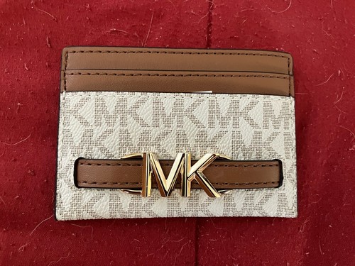 Michael Kors Reed Large Pebbled Leather Card Holder Gold Hardware ...