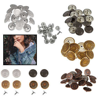 14/19/25mm Metal Jeans Buttons Brass Studs DIY Craft Denim Repair ...