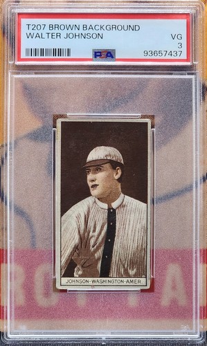 WALTER JOHNSON 1912 T207 Brown Background Recruit Cigars PSA 3 SENATORS ...