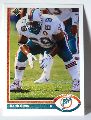 1991 upper deck football card Keith Sims # 385 Dolfins | eBay