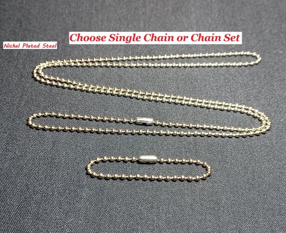 Military Army Navy Marine AF Dog Tag 2.4mm Ball Bead Chain or Chain Set ...