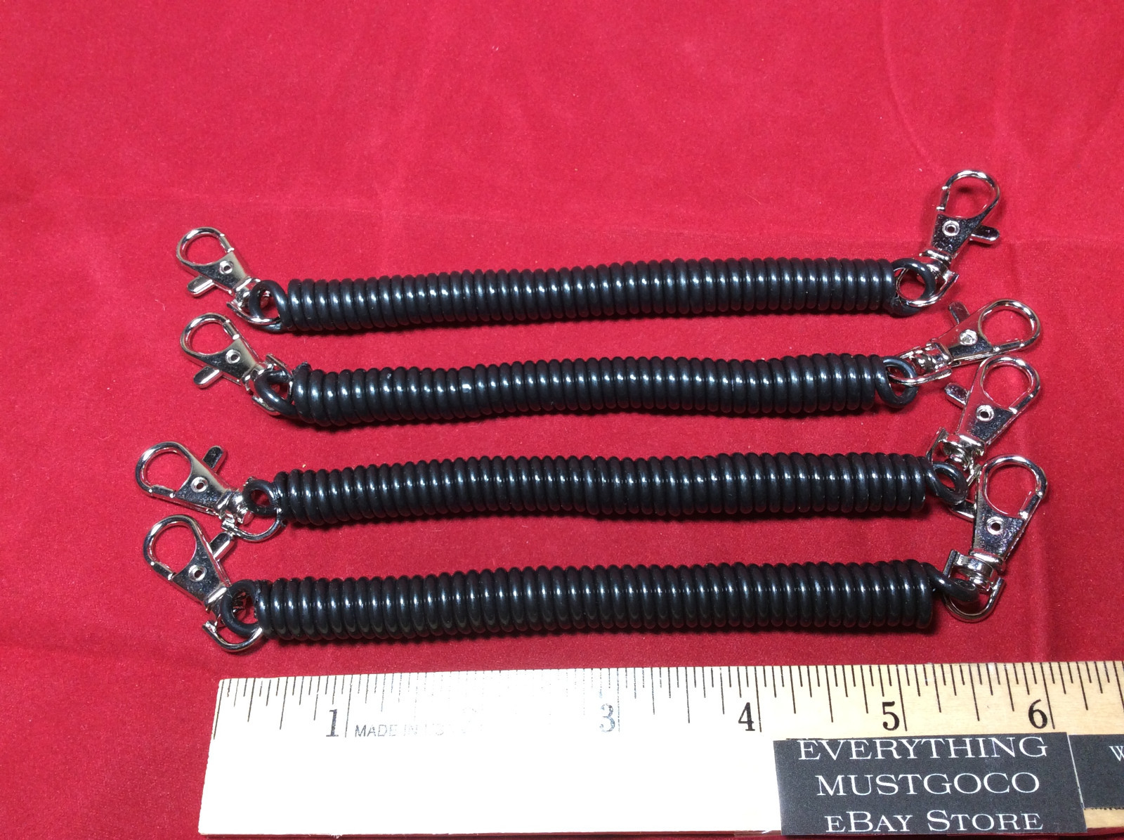 4 PC SPRING COIL STRETCH CLIP CLAW CLASP RETRACTABLE BUNGEE KEYCHAIN ...