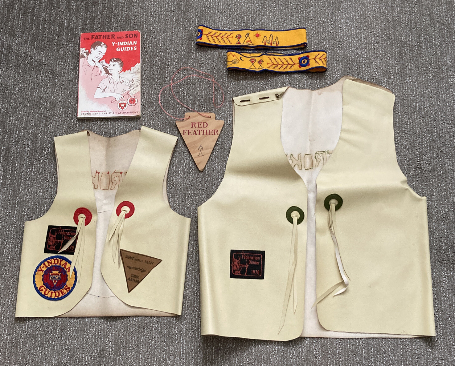 Vintage Y Indian Guides Vinyl Vests YMCA 1967 Manual Headbands | eBay