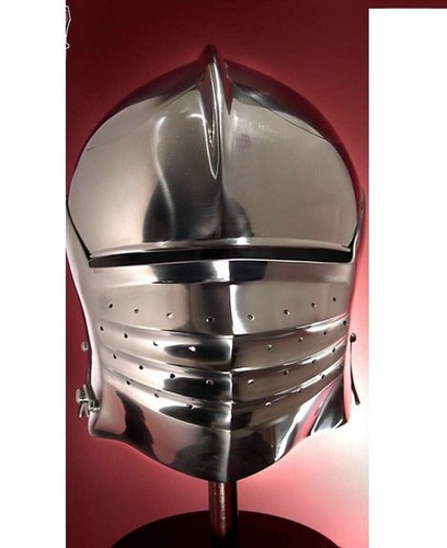 18 Gauge SCA LARP Medieval Bellows Visor Sallet Helmet Replica Engraved ...
