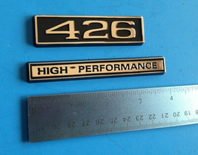 426 HIGH PERFORMANCE black plastic with Chrome emblem emblems badge new ...