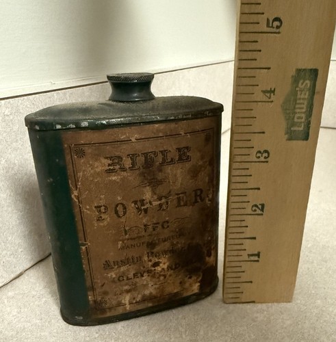 Antique RARE Rifle Gun Powder Tin Can FFC Austin Powder Co Cleveland OH ...
