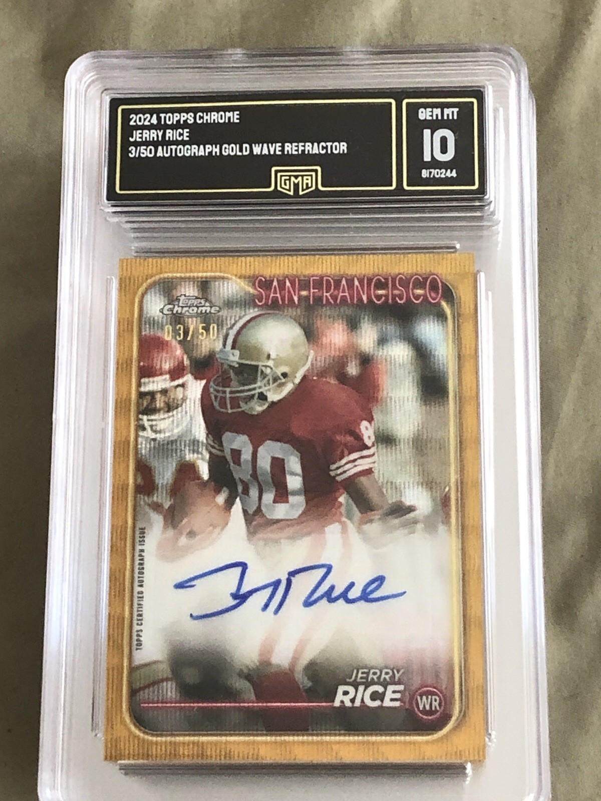 2024 Topps Chrome - Autographs Jerry Rice #BA-JRI Gold Wave Refractor ...