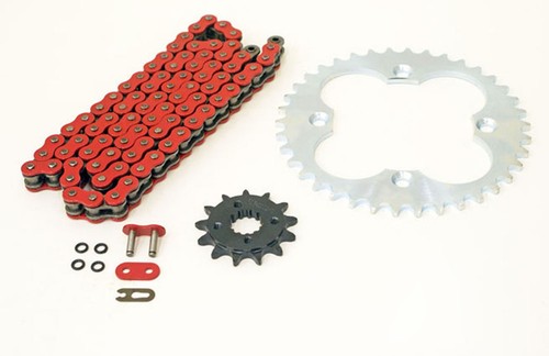 2005 - 2008 Honda 400EX TRX400EX Red O-Ring Chain & Silver Sprocket 14/ ...