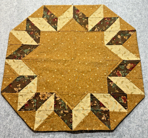 Handcrafted Tumbling Blocks Quilted Patchwork Hexagon Table Topper ...