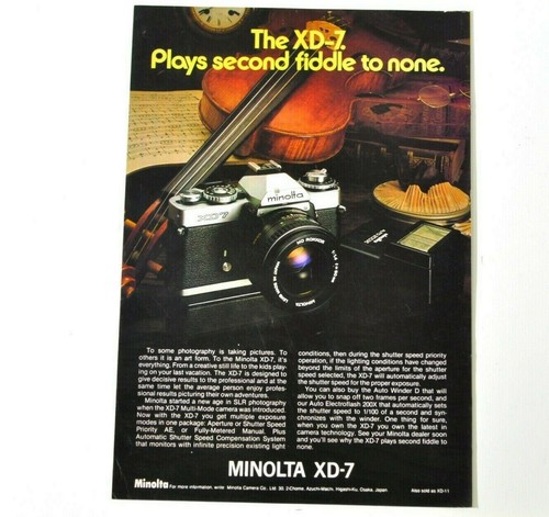 Minolta XD-7 Photo Camera SLR Print Ad Advert Original Vintage 1979 ...