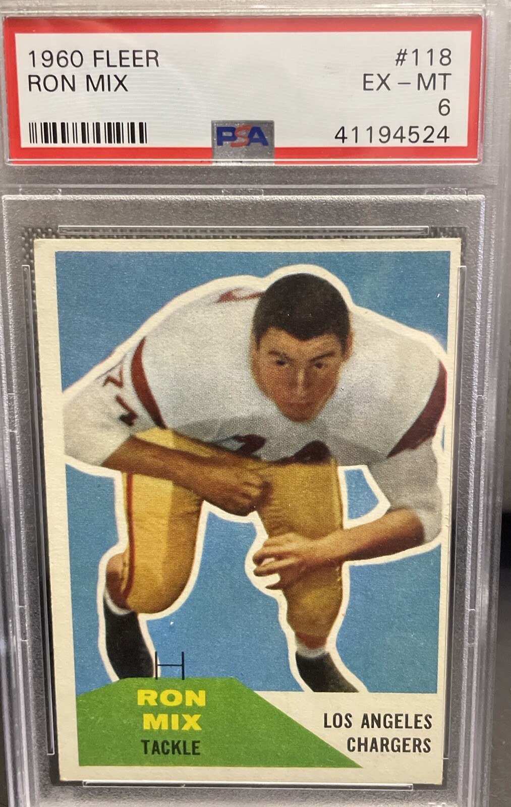 1960 Fleer Ron Mix #118 San Diego Chargers - PSA 6 ExMt- HOF RC Rookie ...
