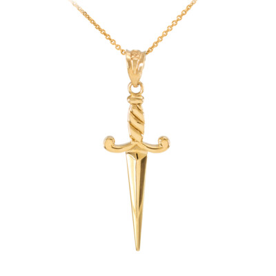 10K Solid Gold Dagger Knife Charm Pendant - Yellow Gold | eBay