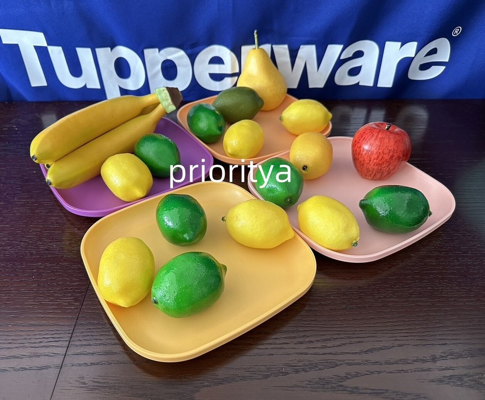 Tupperware Vintage Square Luncheon Dessert Plate 8" Set of 4 Purple ...