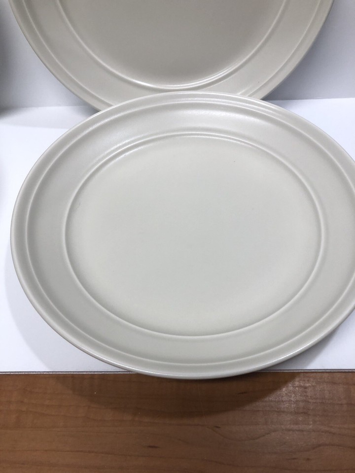 Set of 4 Threshold Cortland Linen White 11” Rimmed Porcelain Dinner ...