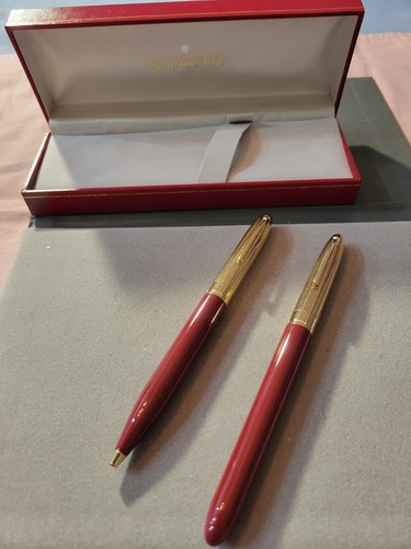 Sheaffer Crest WD, 23K GE-Red Laque fountain pen / ballpoint pen set ...