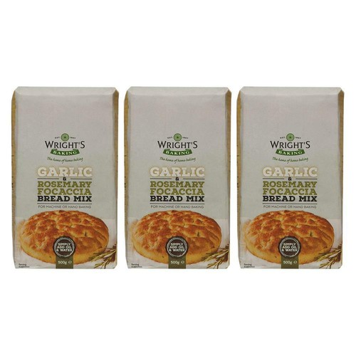 Wright's Baking Garlic & Rosemary Focaccia Bread Mix 500g (Pack of 3 ...