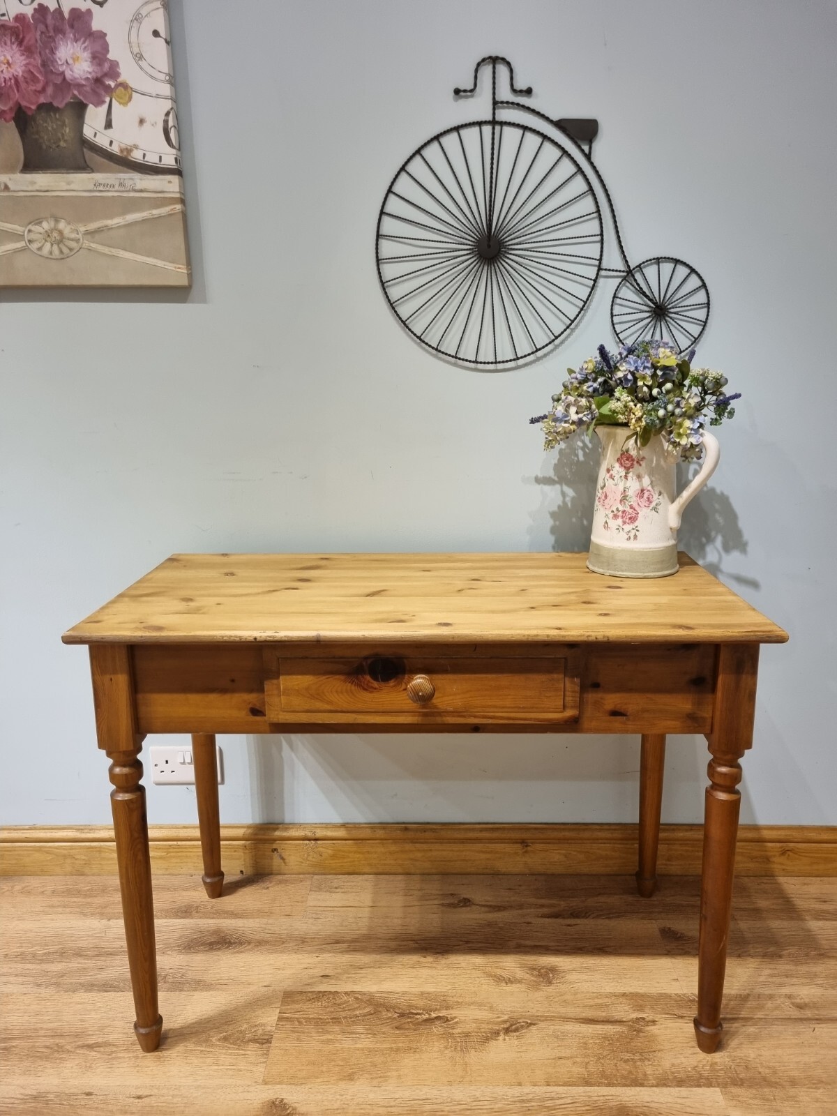 Small Pine Table Desk Console Hall Side Table Drawer Sideboard | eBay