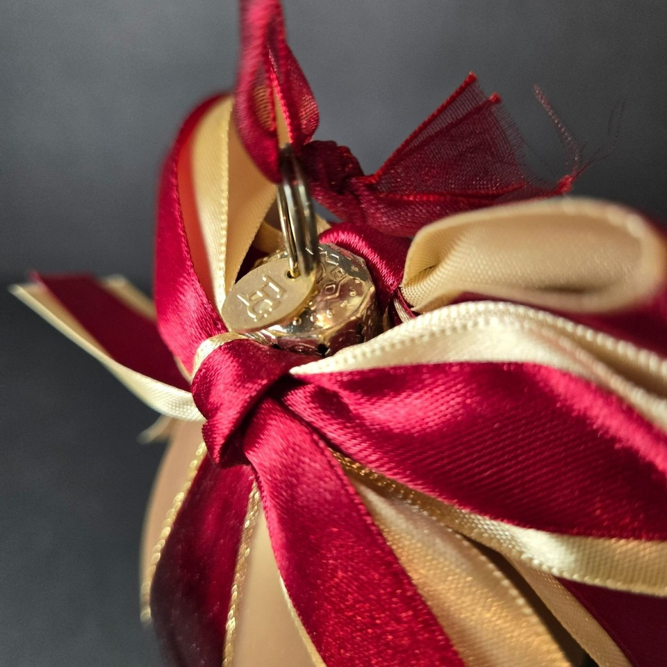 Frontgate Red Gold Drop Ornament With Ribbon And Crystal Accent 8 ...