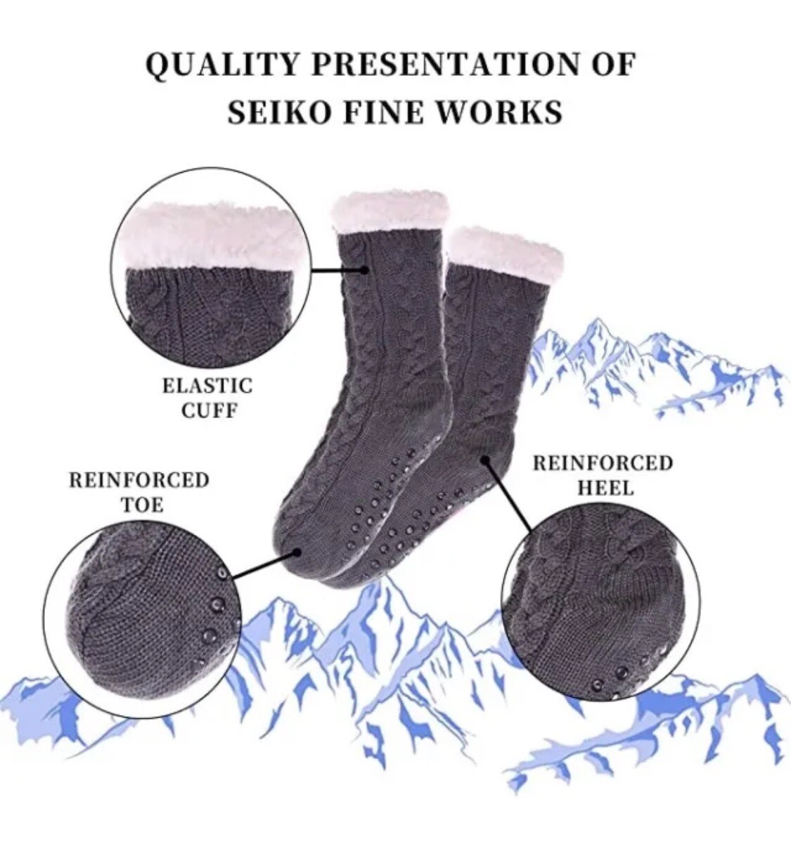 Ontel HHSOCK-MC12/6 Huggle Slipper Socks - Grey for sale online | eBay