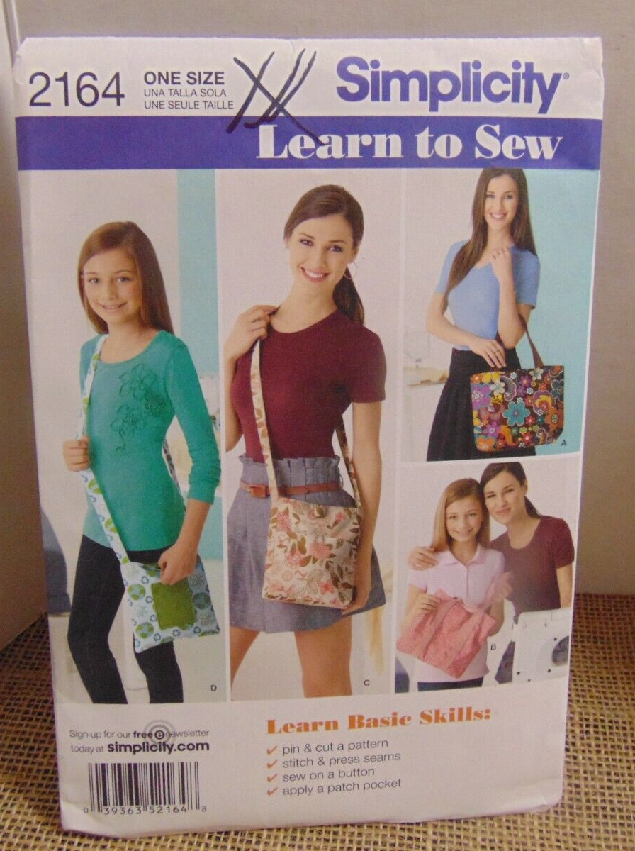 Simplicity Pattern 2164 Learn to Sew Bags 4 Variations for sale online ...