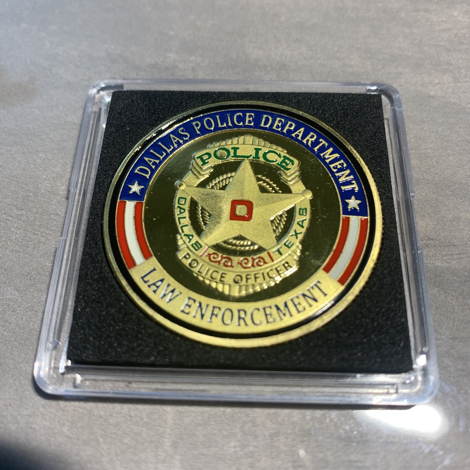 DALLAS TEXAS POLICE DEPARTMENT GOLD FINISH Challenge Coin W 2X2 ST CASE ...