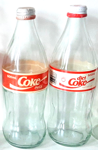 2 AUSTRALIA COCA COLA BOTTLES & DIET COKE PAPER LABEL FAT 500ML HALF ...