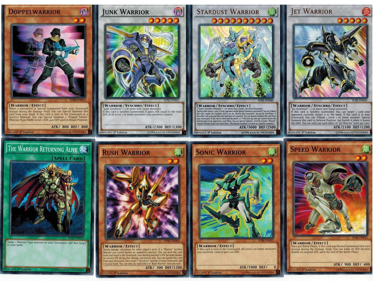 Jet Warrior 8-Card Set: Stardust, Doppelwarrior, Junk, Rush, Sonic ...