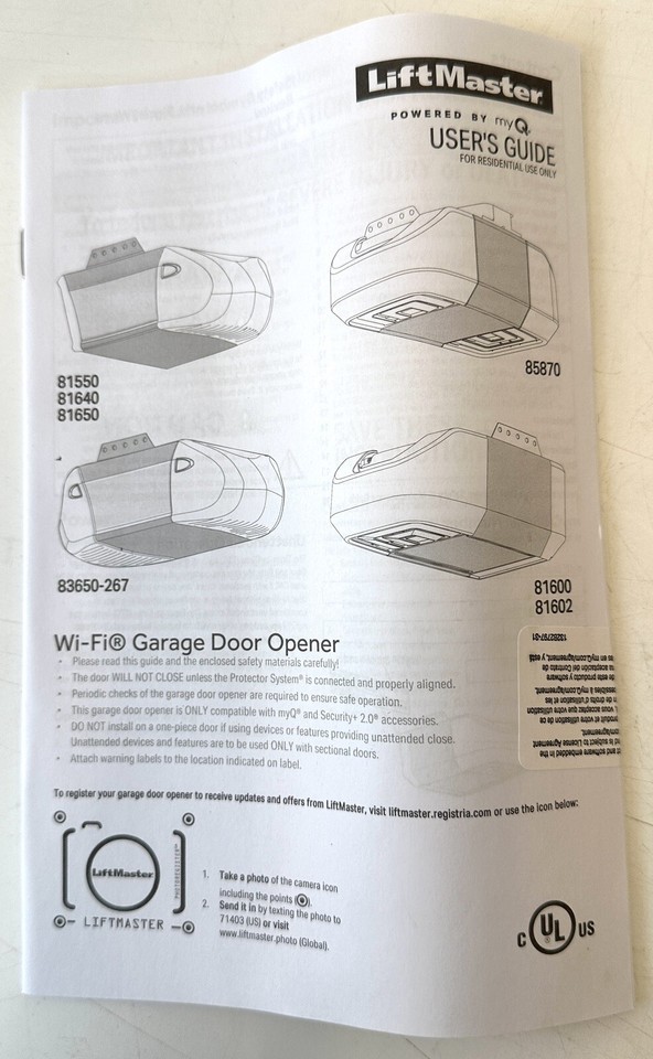 Liftmaster 1/2 HP DC Chain Drive Wi Fi Garage Door Opener Rails Not ...