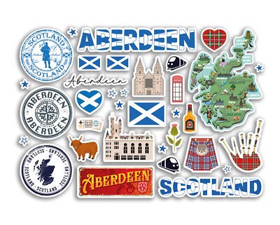 A5 Sticker Sheet Aberdeen Vinyl Stickers - Landmarks Scotland UK Travel ...