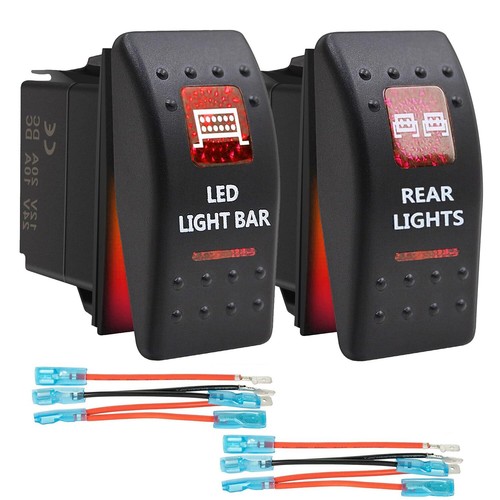 Red 5-Pin LED Rocker Toggle Switches Compatible with Polaris RZR Ranger ...