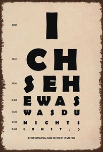 Blechschild Schild 20x30 cm - Sehtest Fun lustig Geschenk vintage Party ...