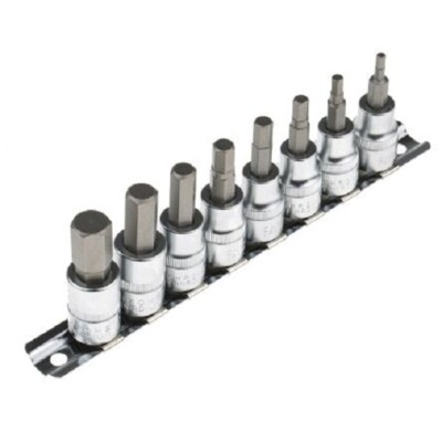 RS Pro HEXAGON BIT SET 8Pcs Hex 3-Hex 12, 3/8” Square Drive, Hardened ...