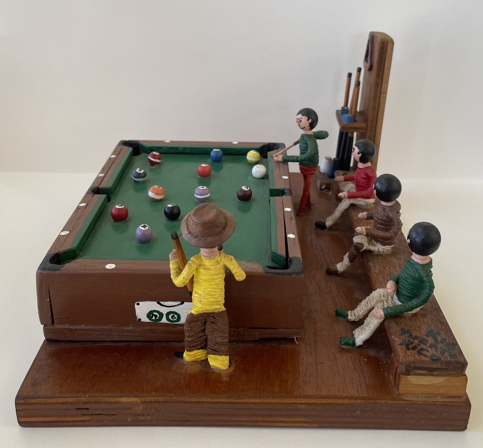 Angel Vieras Artisan Billiards Scene Folk Art Wood Handmade Diorama ...