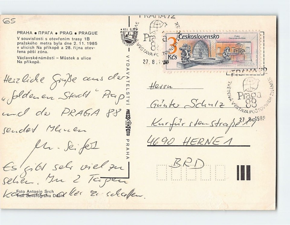 Postcard Wenceslas Square Na Příkopě Street Prague Czech Republic | eBay