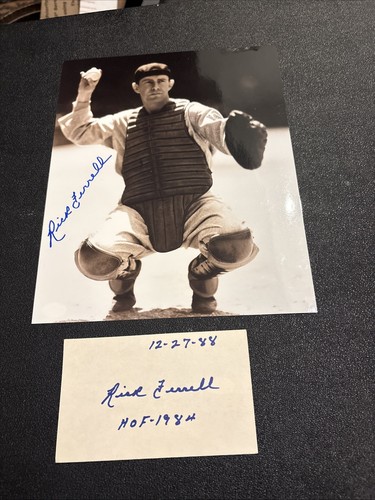 BASEBALL~SIGNED RICK FERRELL (HOF) LOT~8x10 GLOSSY & INDEX CARD INSC ...